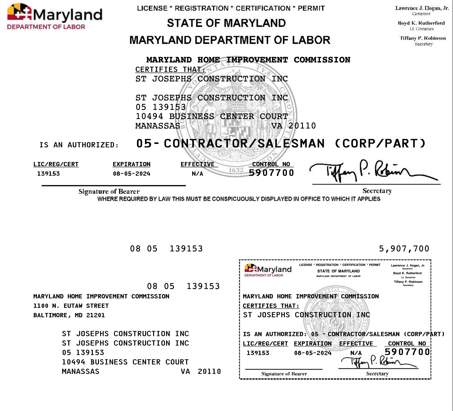 Contractor's License Maryland - St. Joseph’s Roofing | Residential ...